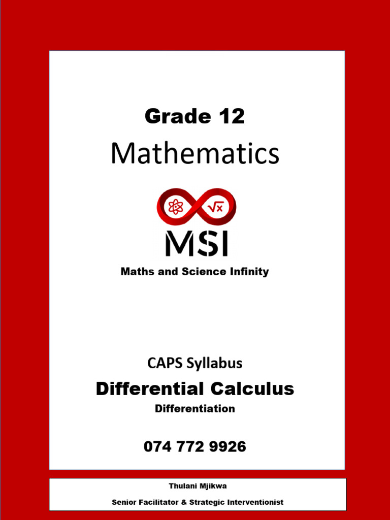 Differentiation Revision Booklet | PDF | Area | Tangent