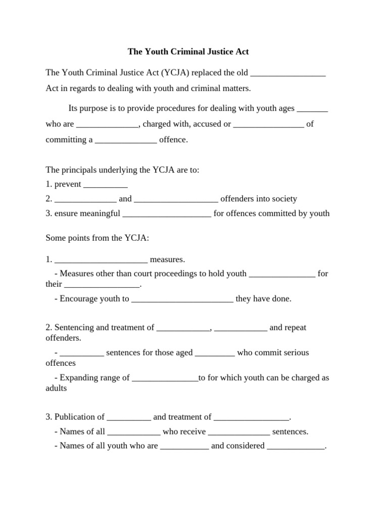 9 The Youth Criminal Justice Act Blank | PDF