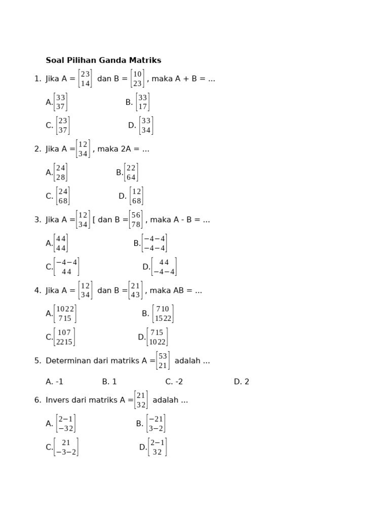 Soal ujian semester kelas XI Matematika fix | PDF