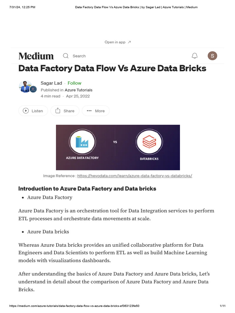 Data Factory Data Flow Vs Azure Data Bricks _ by Sagar Lad _ Azure ...