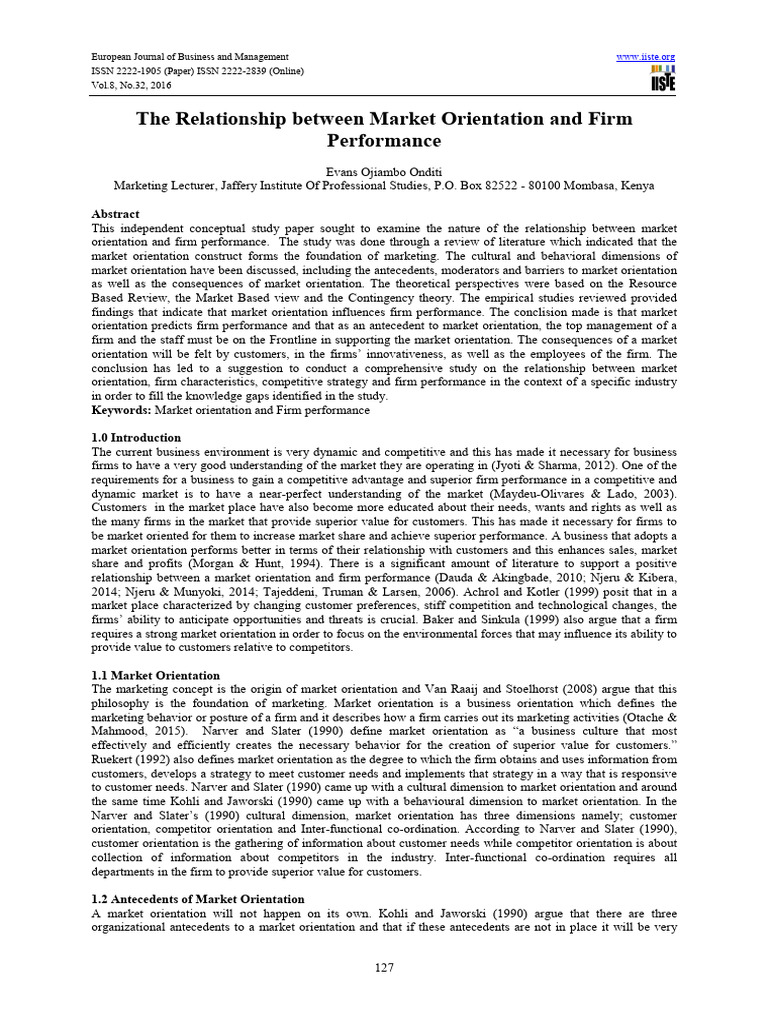 Market Orientation's Impact on Firm Performance | PDF | Business ...