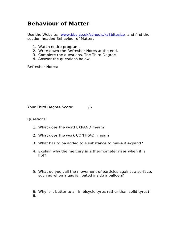 Understanding Matter's Behavior | PDF