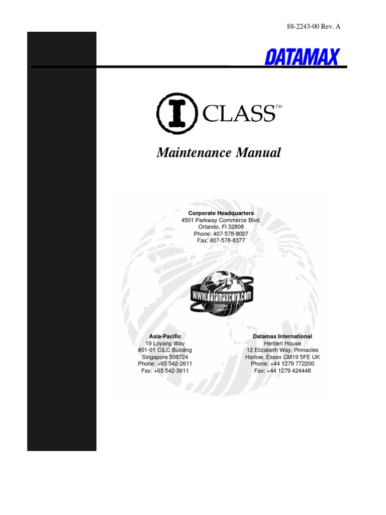 Datamax I Class Parts List Service Manual Pdf Printer Computing Electronics 