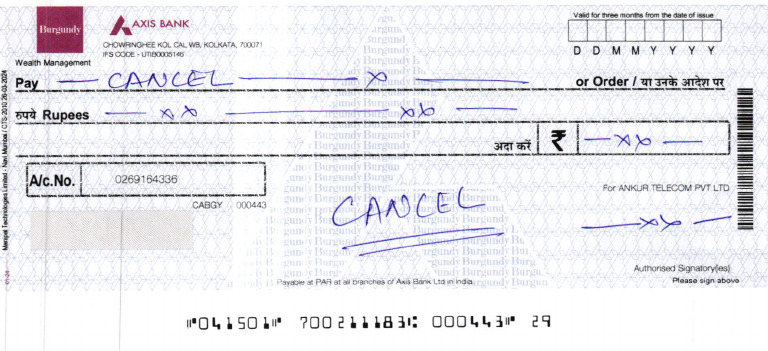 ATPL - Axis Cancel Cheque | PDF