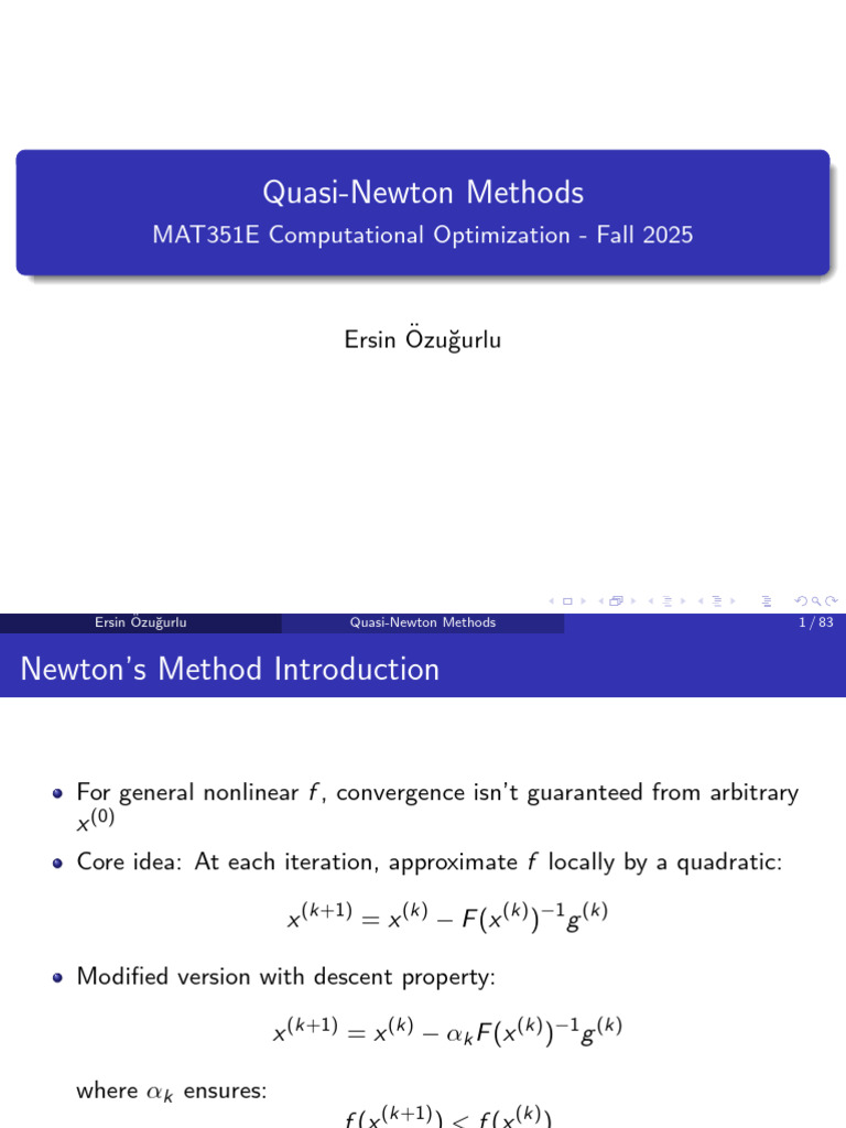 Chp11 Quasi Newton Methods - Singlepage | PDF | Mathematics Of Computing | Mathematical Analysis