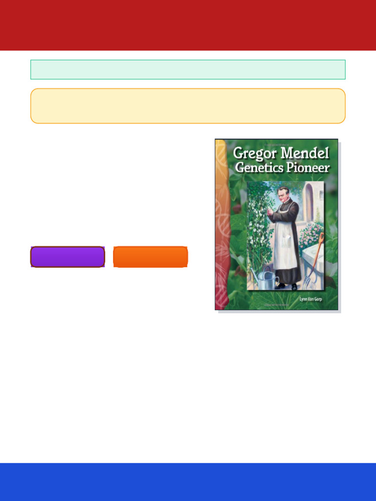 Gregor Mendel Genetics Pioneer Life Science Science Readers Teacher ...