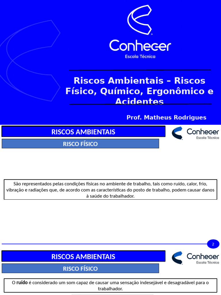 Biossegurança - Riscos Físico, Químico, Ergonômico e de Acidentes (1 ...