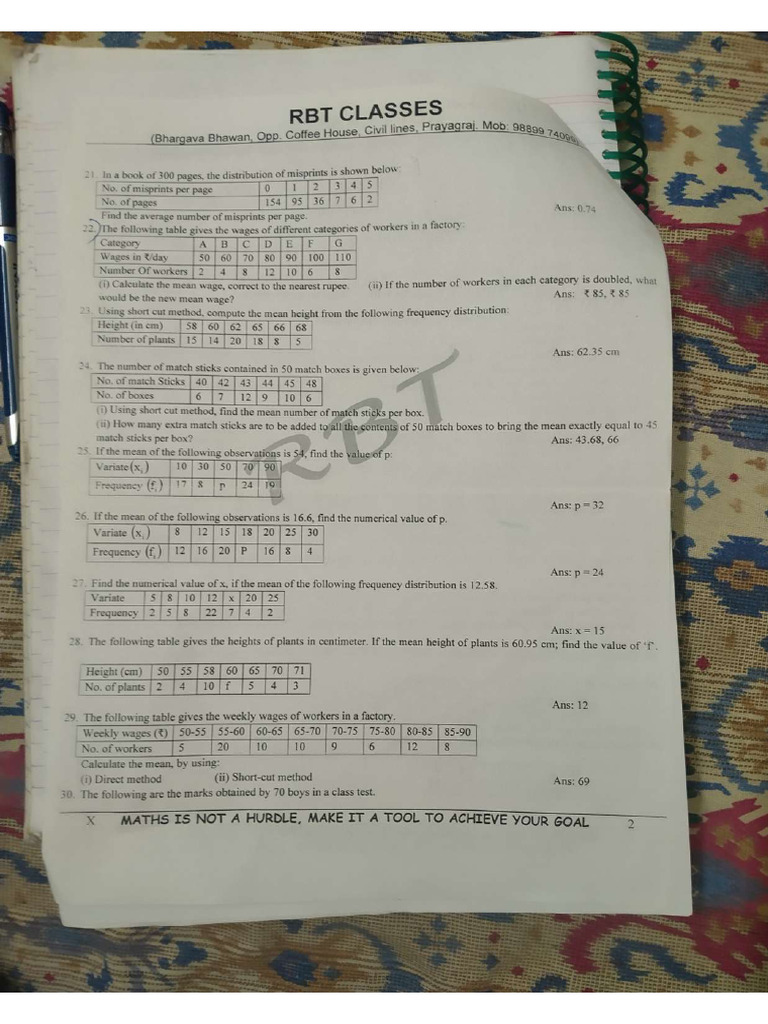Mean median mode questions for class 10 icse | PDF