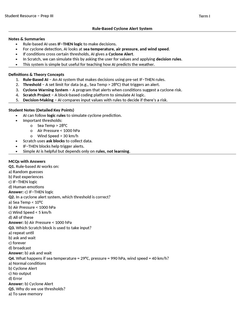 Rule-Based Cyclone Alert System | PDF | Artificial Intelligence ...