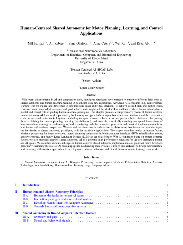 Human-Centered Shared Autonomy for Motor Planning Learning,And Control ...