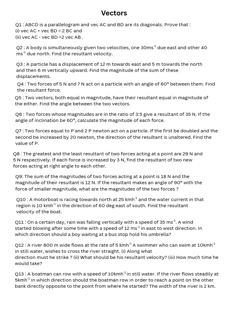 Vectors Sheet - 20250716 - 202847 - 0000 | PDF | Force | Euclidean Vector