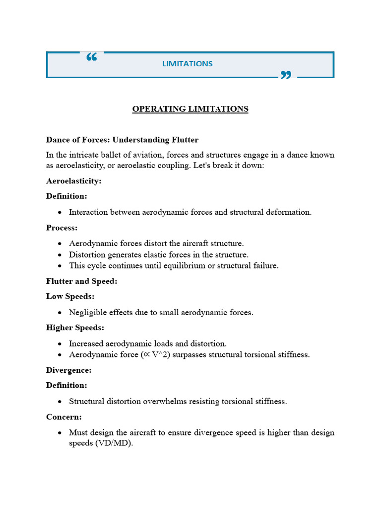 Operating Limitations | PDF | Aileron | Flap (Aeronautics)