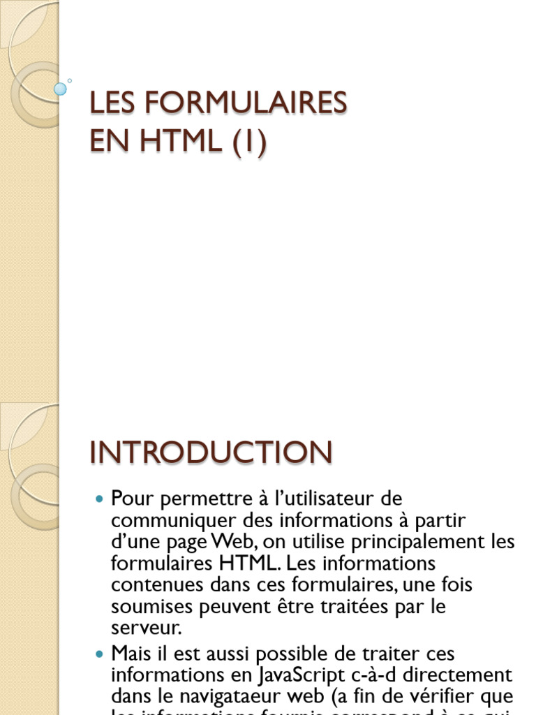 Introduction aux formulaires HTML | PDF | Langage de balisage | Html