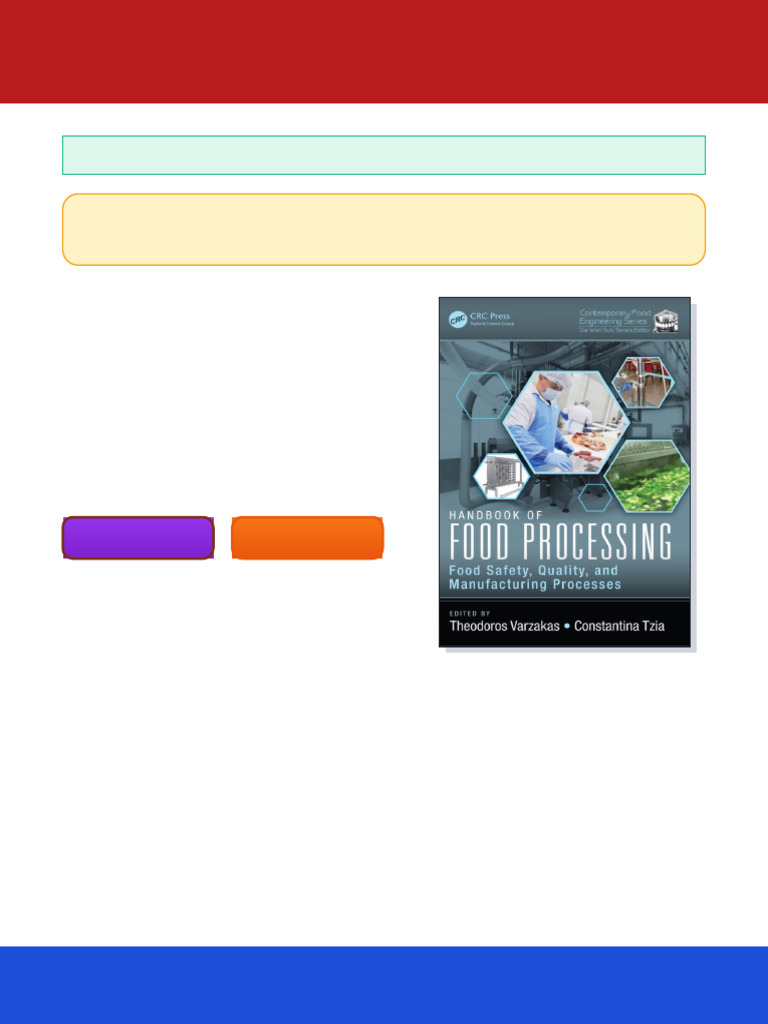 Handbook of Food Processing Food Safety Quality and Manufacturing Processes 1st Edition ...