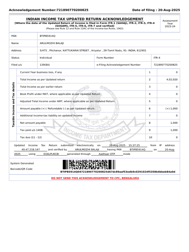 Income Tax Filing Fy 22-23 | PDF | Taxes | Tax Refund