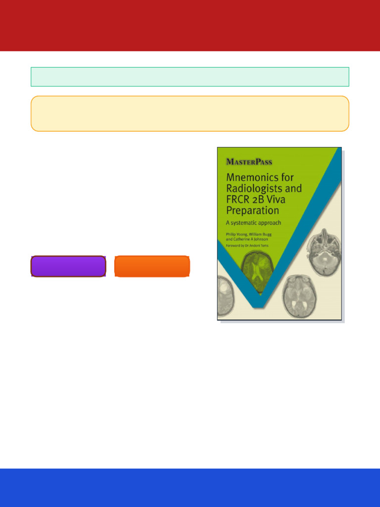 Mnemonics For Radiologists and FRCR 2B Viva Preparation Ebook A ...