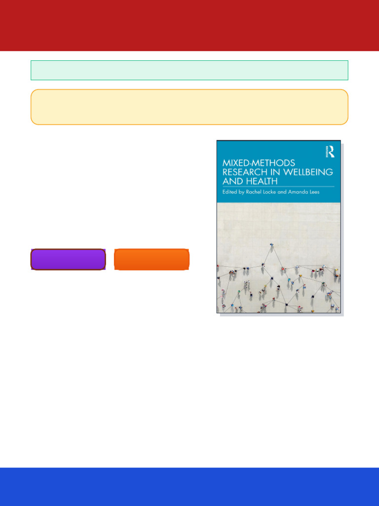 Mixed Methods Research in Wellbeing and Health 1st Edition Rachel Locke ...