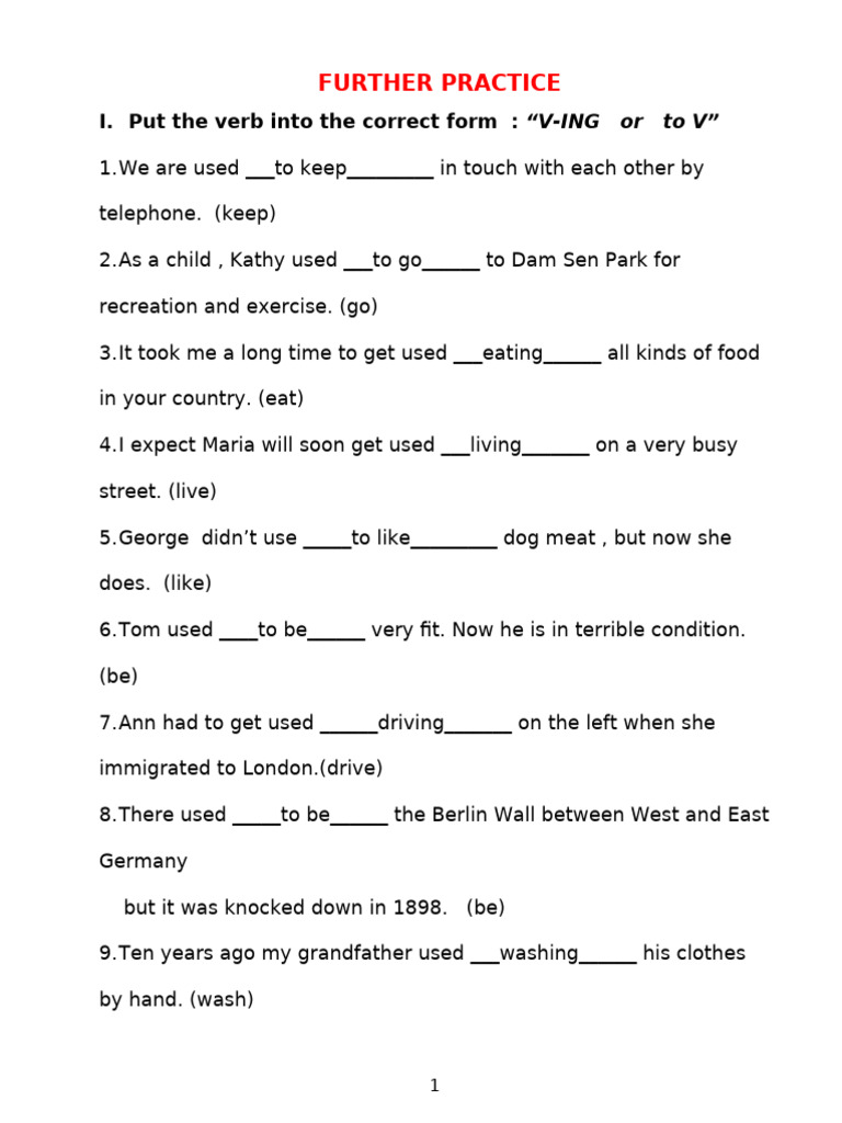 Verb Forms Practice Exercises | PDF