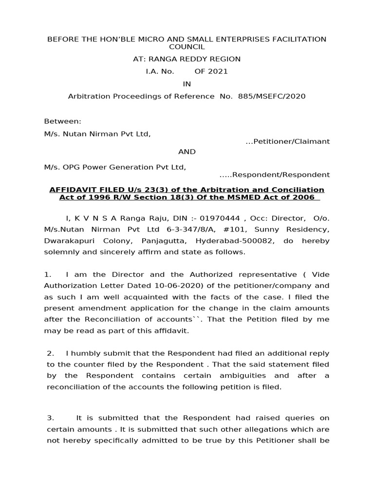 Amendment Petition in Arbitration Case | PDF | Common Law | Justice