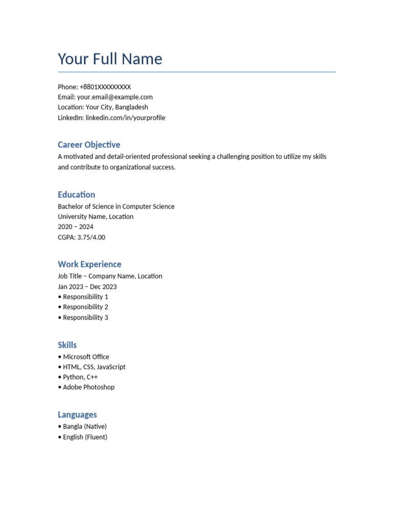 Editable CV Template | PDF