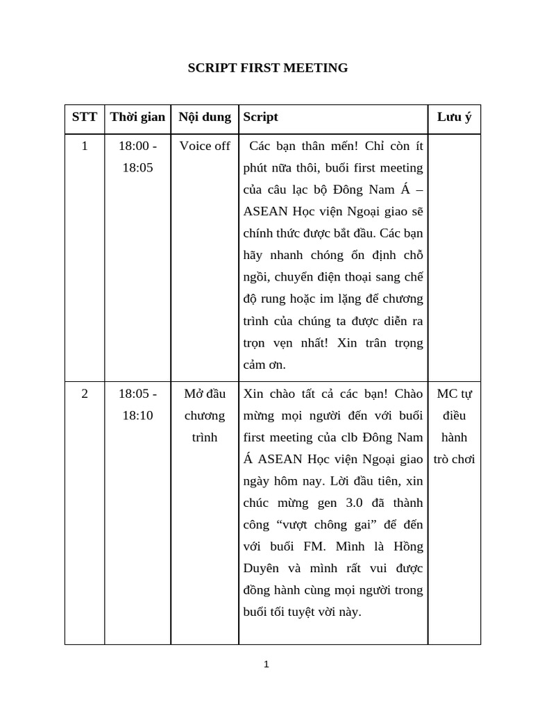 Script First Meeting Dsac | PDF
