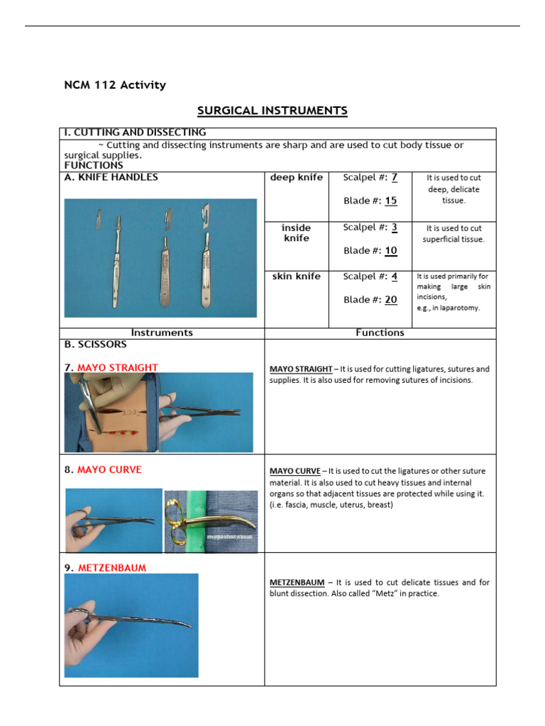 Surgical Instruments Overview Guide | PDF