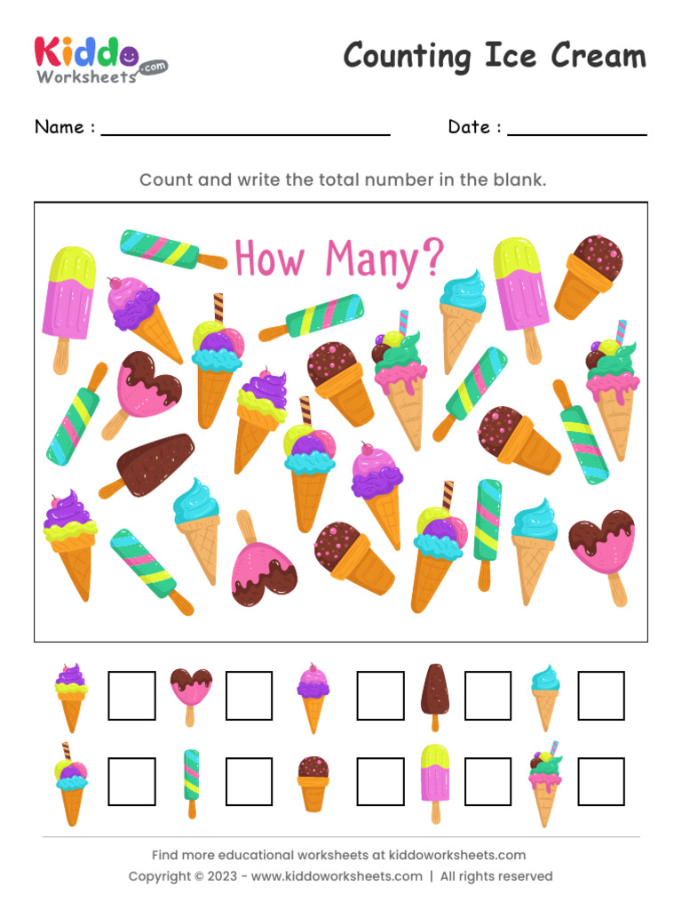 Counting Ice Cream Worksheets | PDF