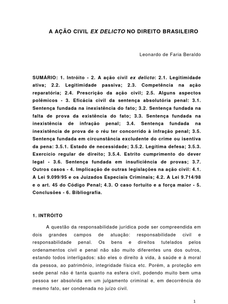Acao Civil Ex Delicto | PDF | Procedimento criminal | Sentença (jurídico)