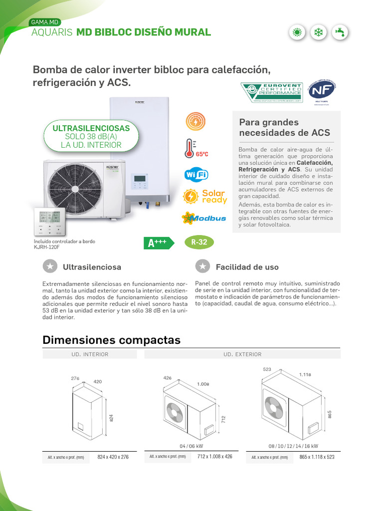 Bomba de Calor Aquaris MD Bibloc 38 dB | PDF | Bomba de calor ...