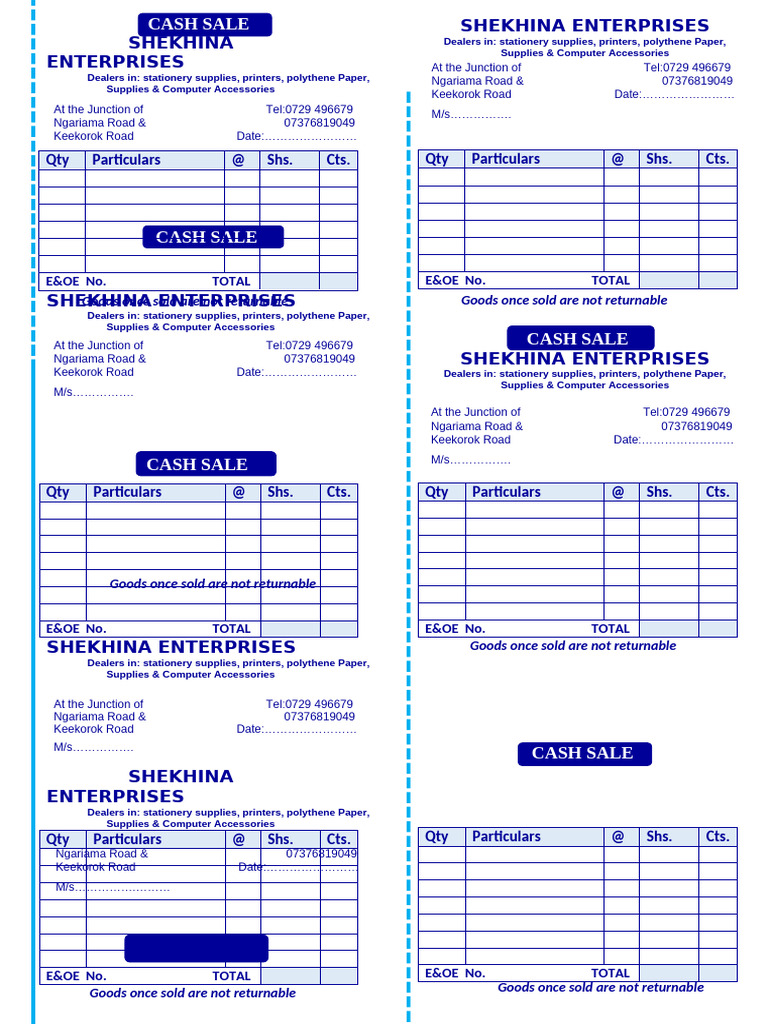 Cash Sale Receipt Template 2024 | PDF | Printing | Stationery