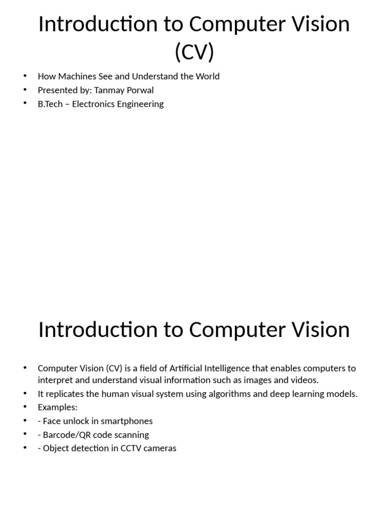 Detailed Computer Vision Presentation | PDF | Computer Vision | Deep ...