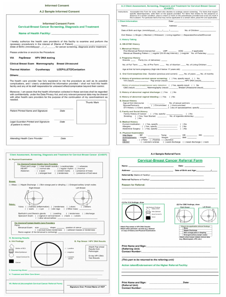 Cervical Breast Cancer Form Casdt | PDF