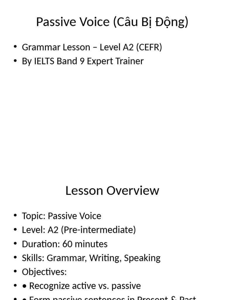 A2 Passive Voice Grammar Lesson | PDF | Verb | Linguistics