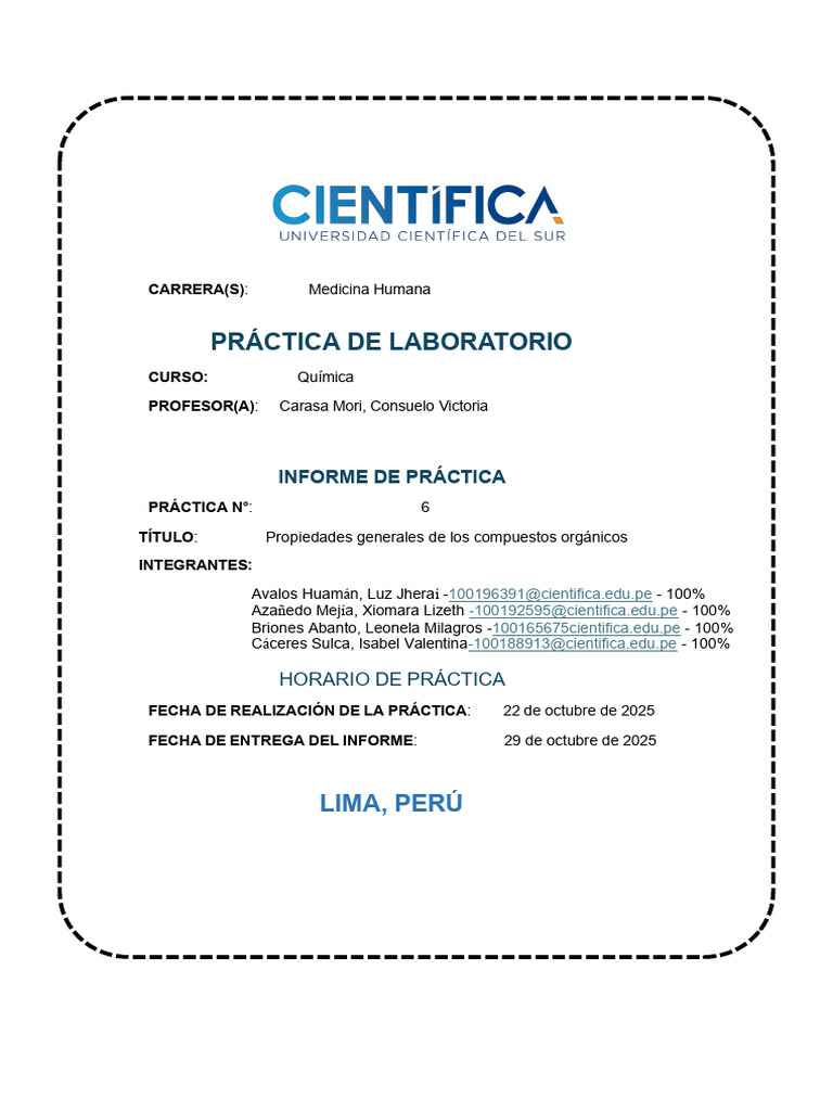 informe 6 | PDF | Polaridad química | Solubilidad