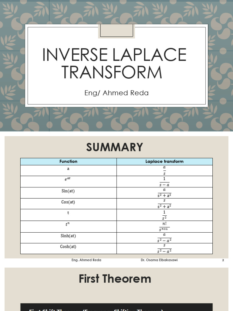 Inverse Laplace Transform | PDF