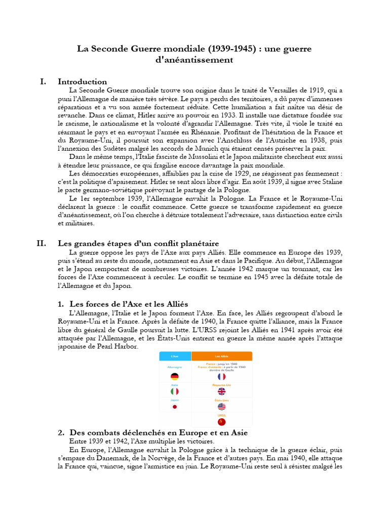 La Seconde Guerre mondiale : anéantissement total | PDF | Axe Rome ...