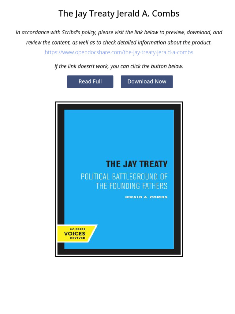 The Jay Treaty Jerald A. Combs | PDF | Federalist Party | James Madison