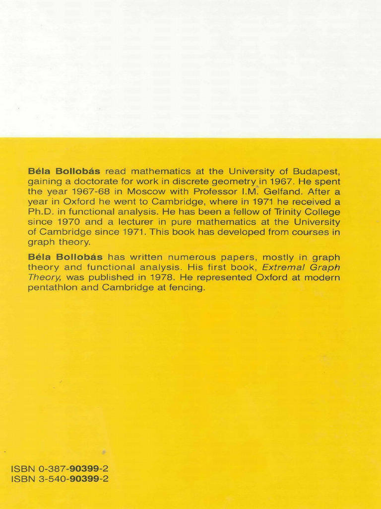 Graph Theory-An Introductory Course-Bela Bollobas Copia | PDF