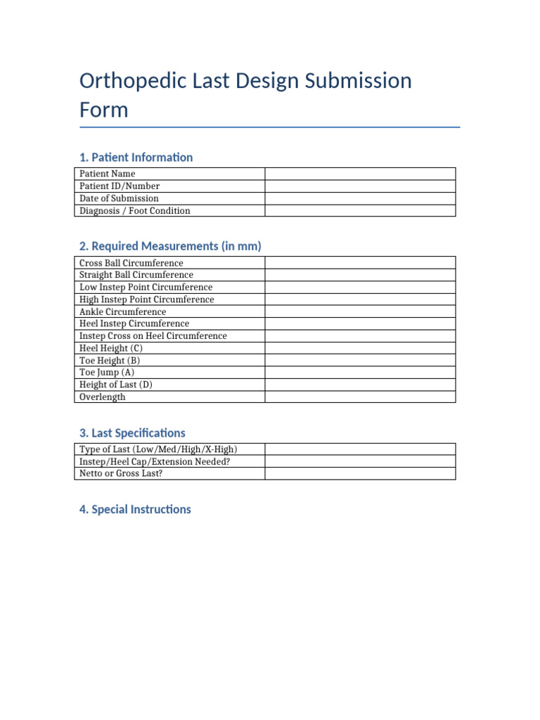 Orthopedic Last Submission Form | PDF