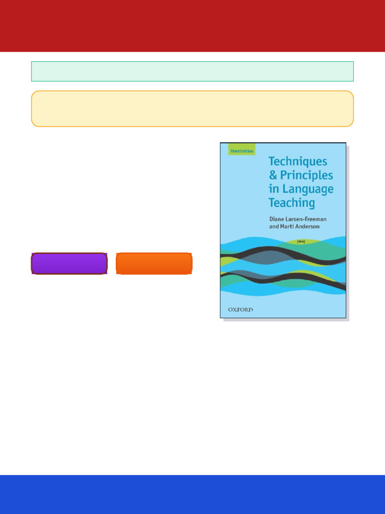Techniques and Principles in Language Teaching 3rd Edition Diane Larsen-Freeman Ebook Complete ...