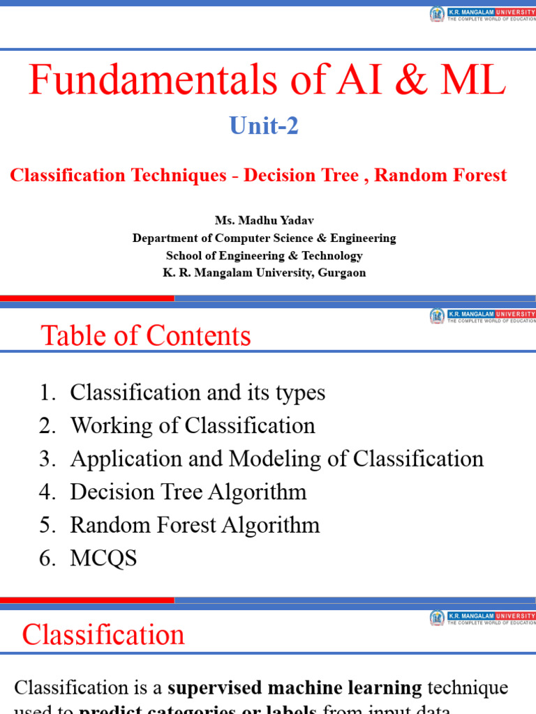 Session 8 Classification Techniques - Decision Tree, Random Forest ...