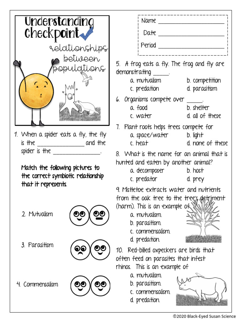 Symbiotic Relationships Quiz Worksheet | PDF