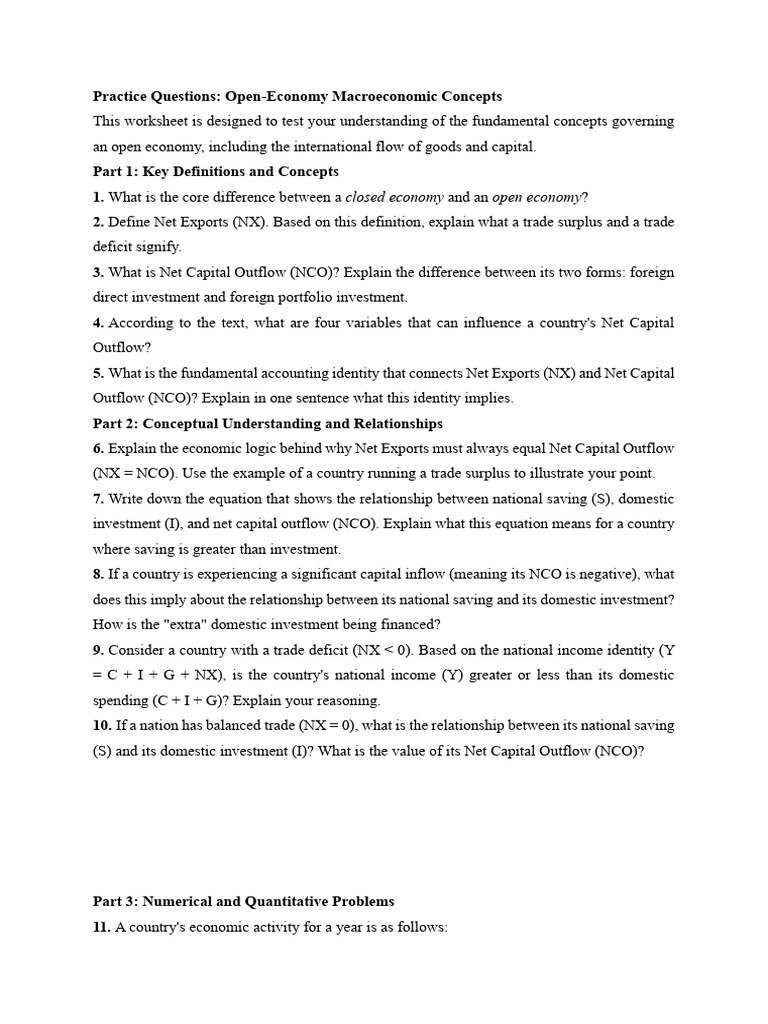 Chapter 31 (Practice Questions) | PDF | Balance Of Trade | Net Capital ...