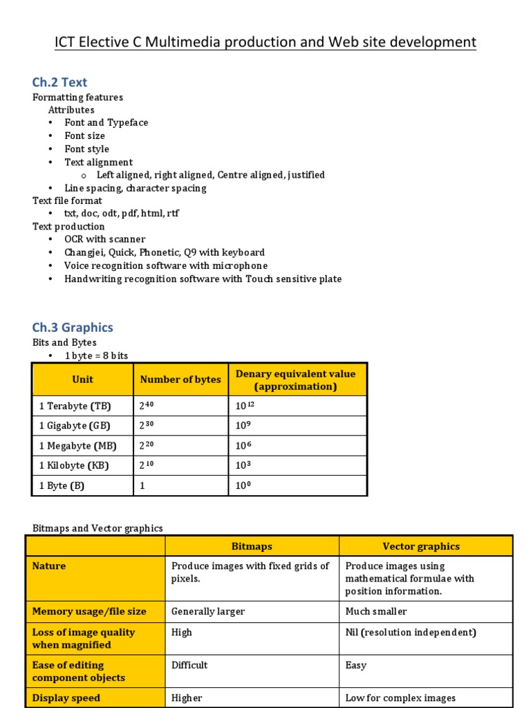 ICT Elective C Multimedia Production and Web Site Development | Download Free PDF | Data ...
