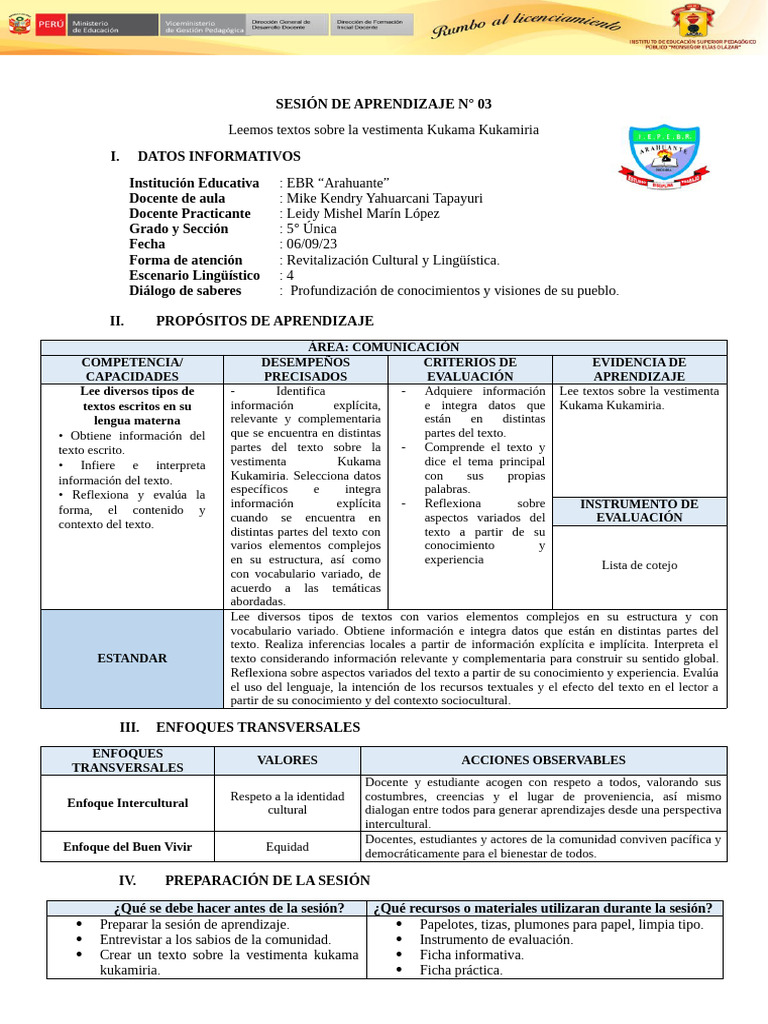 Sesion N°03 - Leidy Marin - Comunicacion | PDF | Aprendizaje | Conocimiento