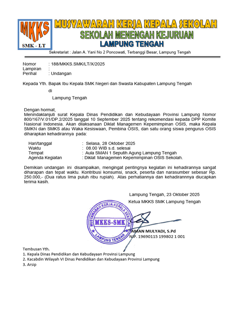Undangan Kegiatan LDK Kepemimpinan OSIS | PDF