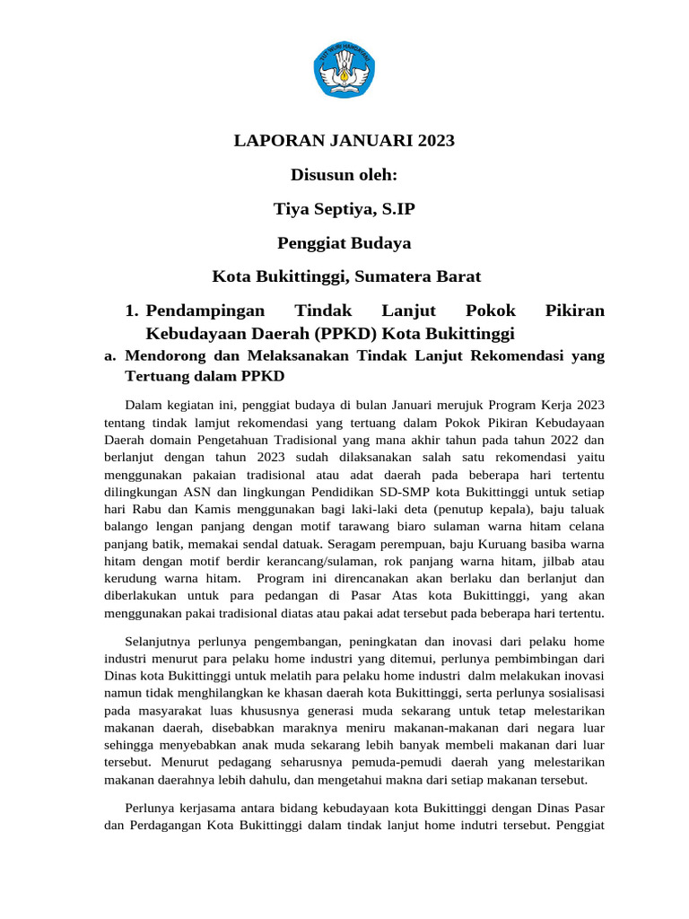 Pelestarian Kebudayaan Bukittinggi 2023 | PDF