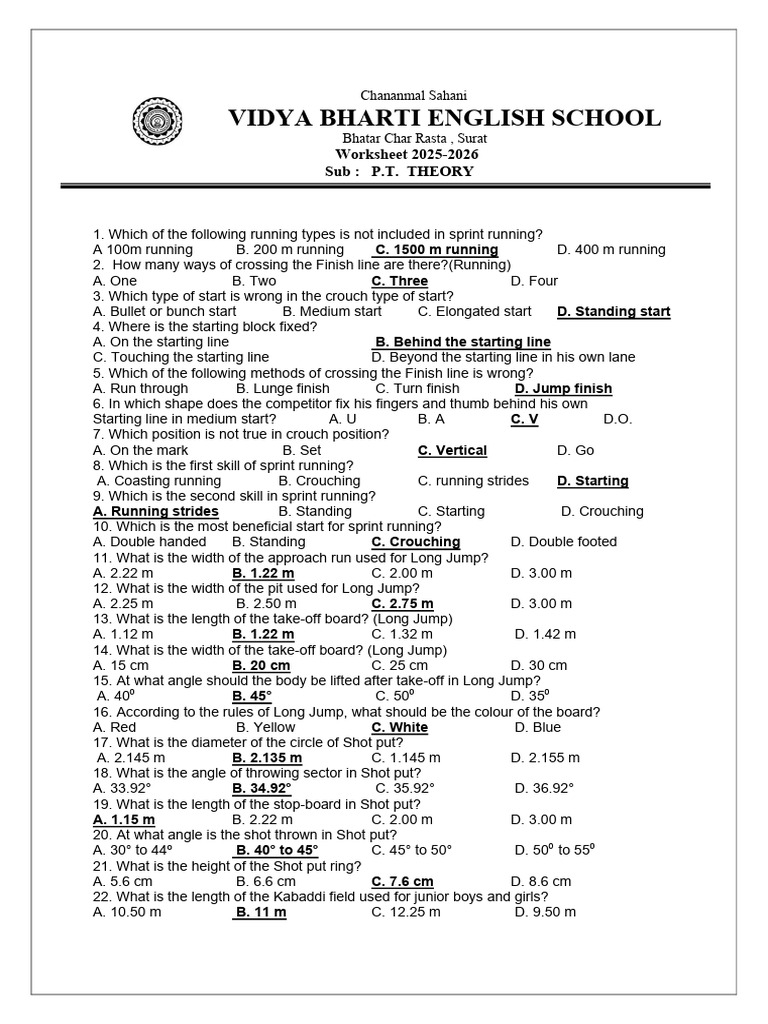 PT Th Worksheet 2025-26 | PDF