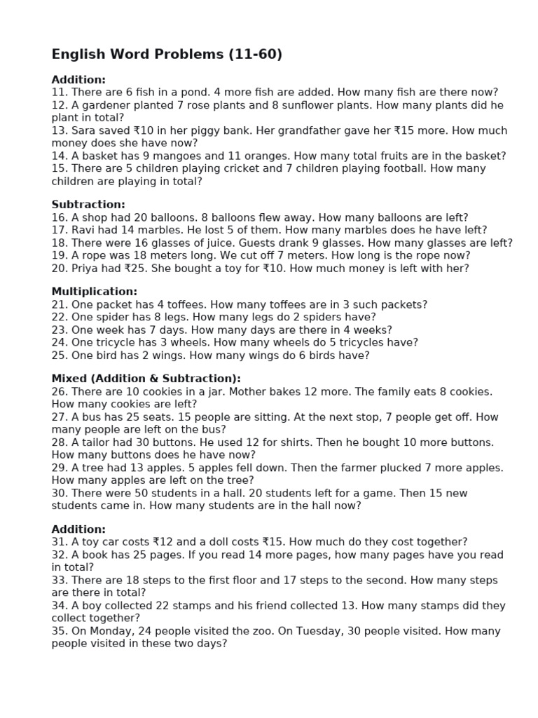 English Word Problems-2nd | PDF