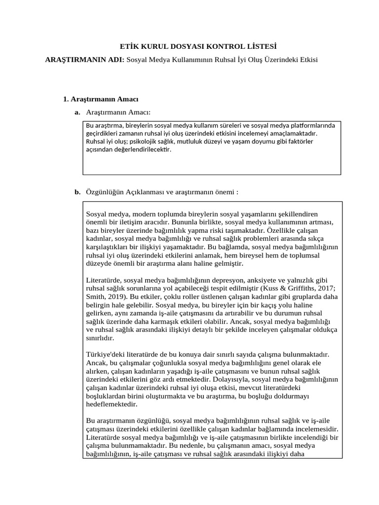 DÜZENLENMİŞ Etik Kurul Belgesi | PDF